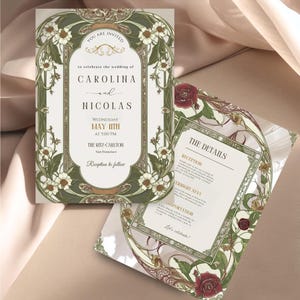 Vintage Wedding Invitation Template Set, Retro Wedding Invite, Editable ...
