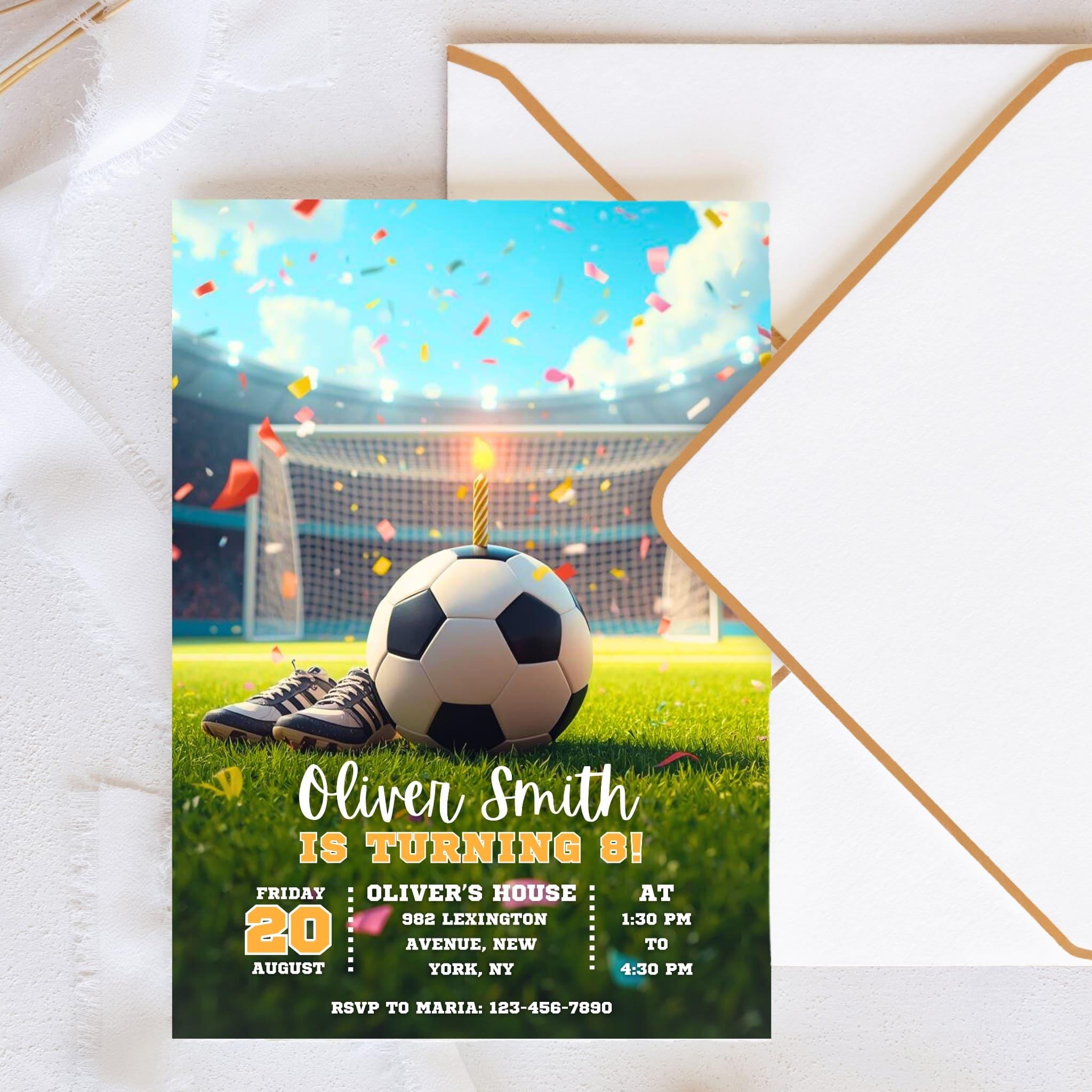 Editable Soccer Birthday Invitation Template, Soccer Invitation, 5x7 ...