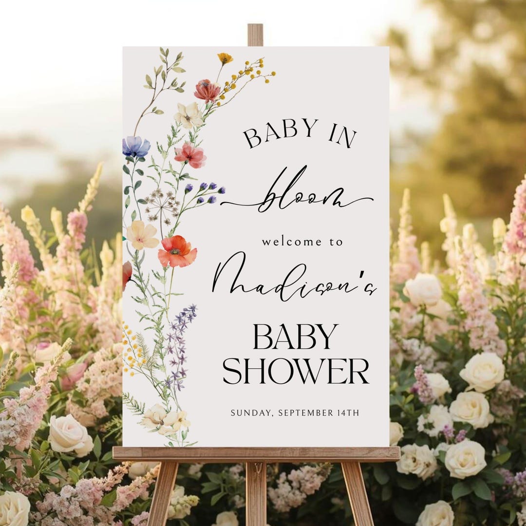 Editable Baby in Bloom Welcome Sign: Floral Baby Shower Welcome Poster ...
