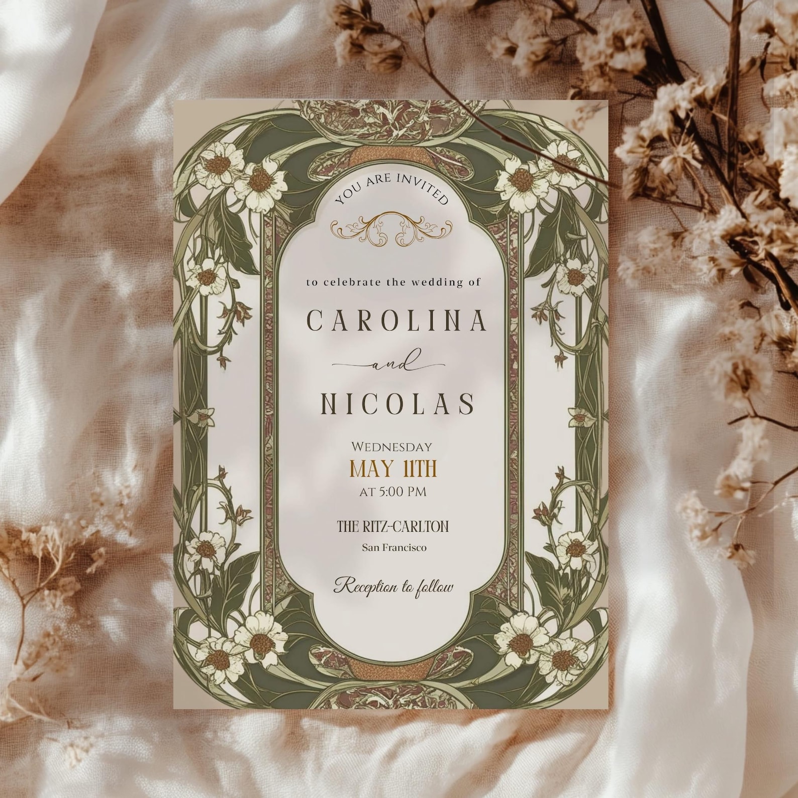 Vintage Wedding Invitation Template Set, Retro Wedding Invite, Editable ...