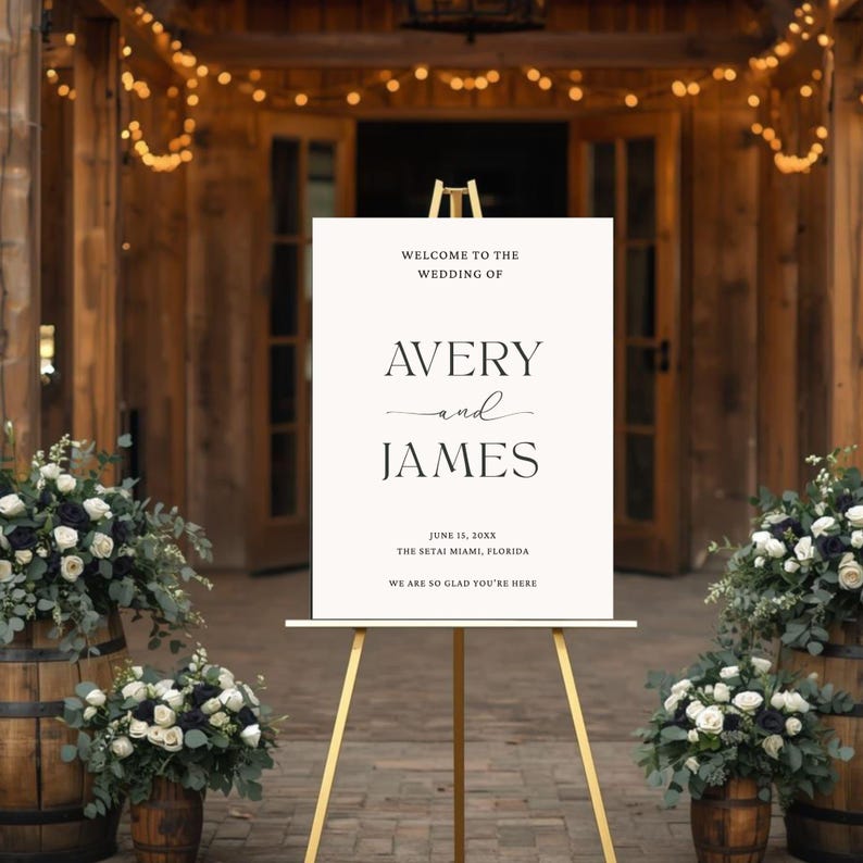 EDITABLE Minimalist Wedding Welcome Sign, Elegant Welcome Poster ...