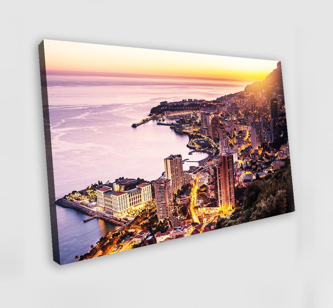 Monaco Marina Sunset Canvas Art Monaco Wall Art Monaco Print Monaco ...