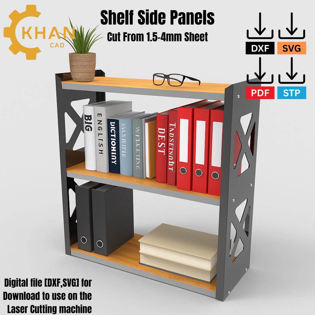 Industrial 3-tier Shelf Side Panels DXF Files: CNC Ready Metal Brackets ...