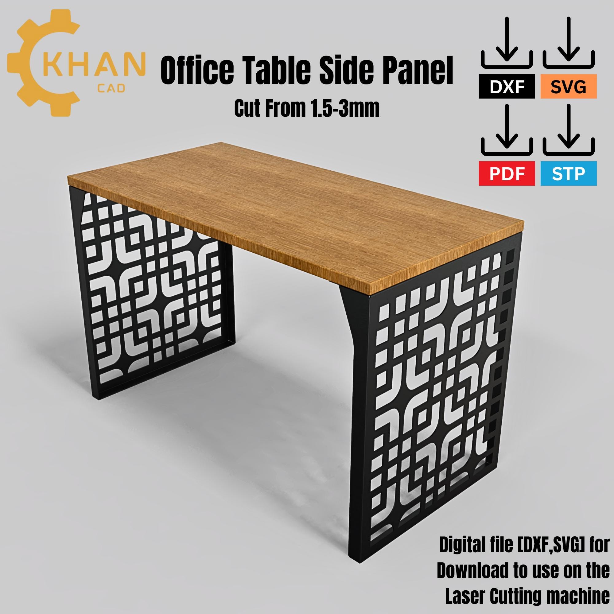 Khancad Modern CNC Office Desk Side Panel | Geometric Laser Cut Design ...