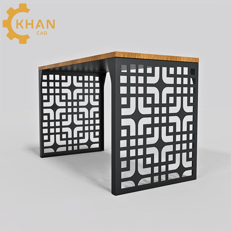 Khancad Modern CNC Office Desk Side Panel | Geometric Laser Cut Design ...