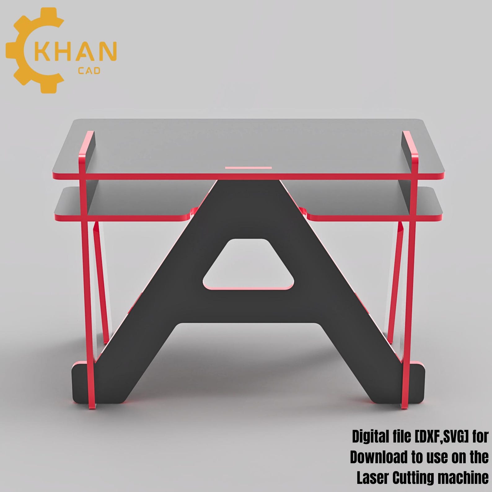 Khancad Wooden Computer Table DXF, Svg File | Laser Cut Desk Design ...