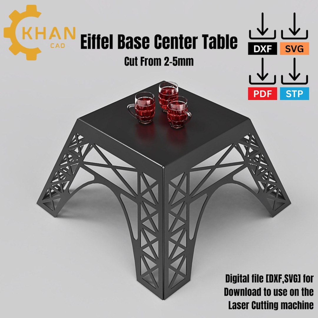 Diy Khancad Eiffel Base Center Table DXF File – Metal Flat Pack Coffee ...