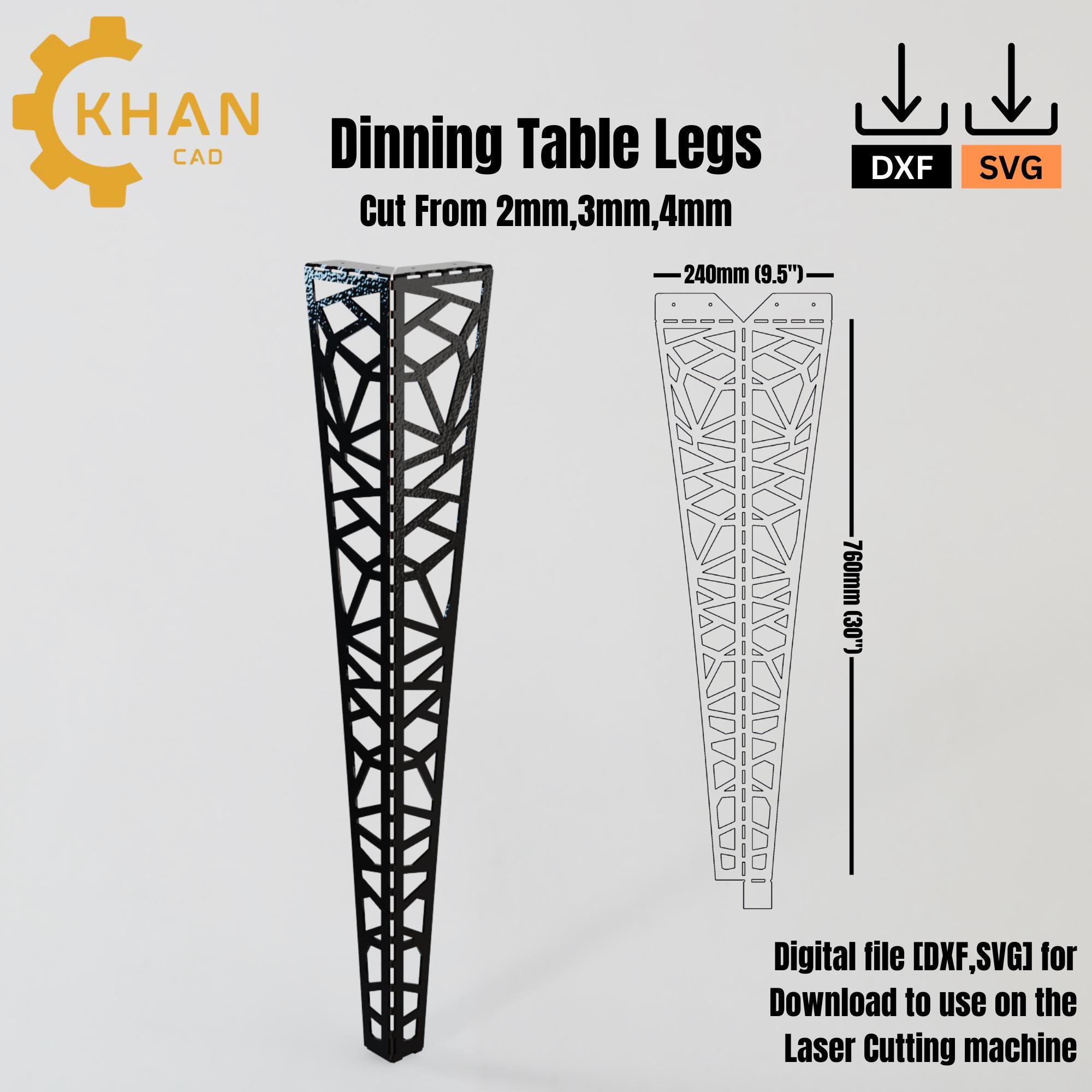 Geometric Dining Table Legs DXF SVG Files for Laser Cut | Modern Metal ...