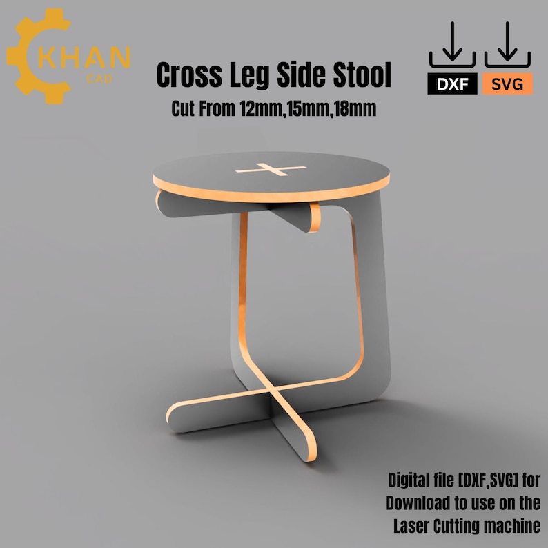 Cross-leg Stool and Side Table - Modern Side Table/stool Laser Cut File ...