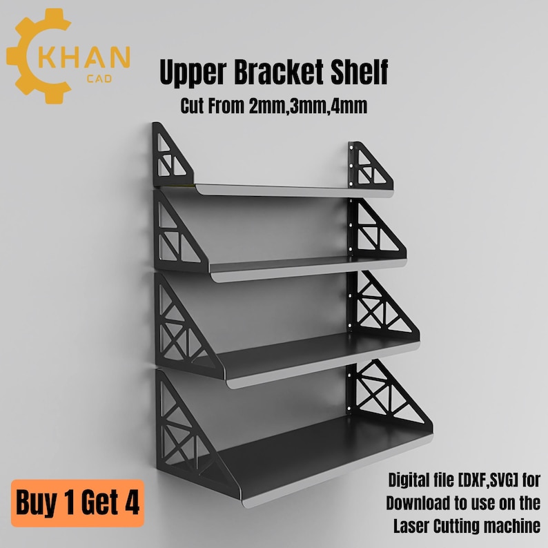 Diy Upper Wall Bracket Shelf DXF SVG File | Industrial Style Laser Cut ...