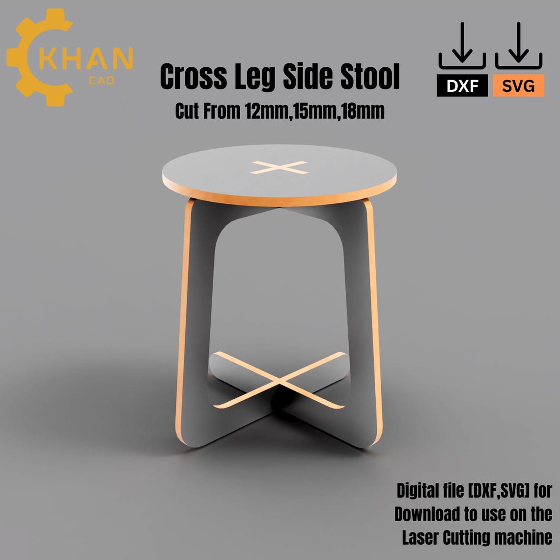 Cross-leg Stool and Side Table - Modern Side Table/stool Laser Cut File ...