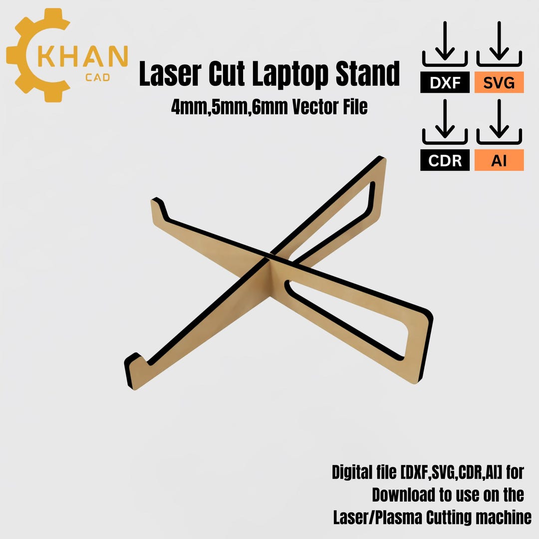 Laser Cut Laptop Stand SVG DXF File: Interlocking Wooden Design ...