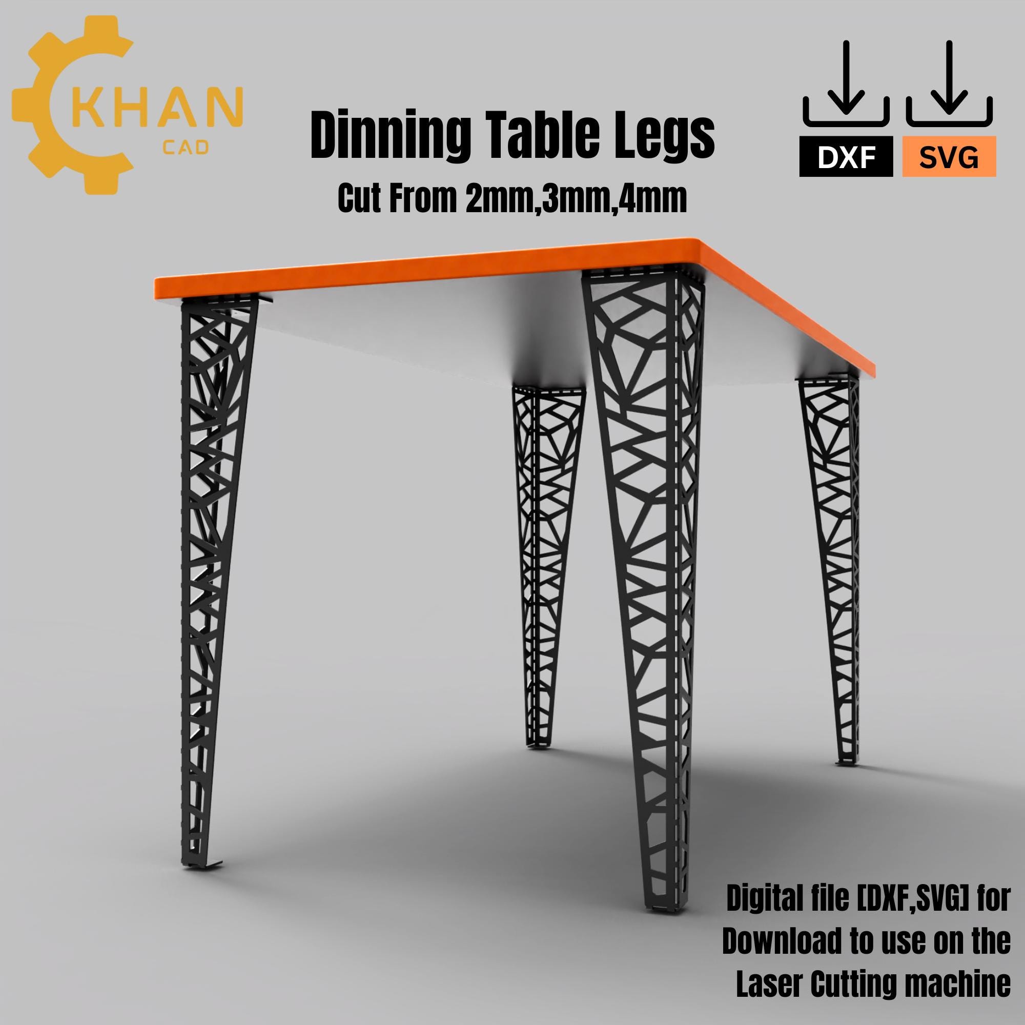 Geometric Dining Table Legs DXF SVG Files for Laser Cut | Modern Metal ...