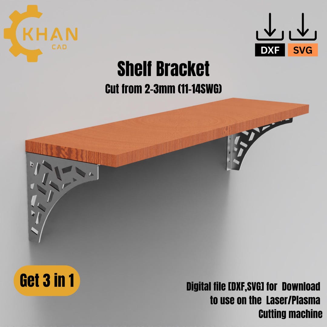 Industrial Wall Shelf Bracket DXF SVG - CNC Laser Cut File (digital ...