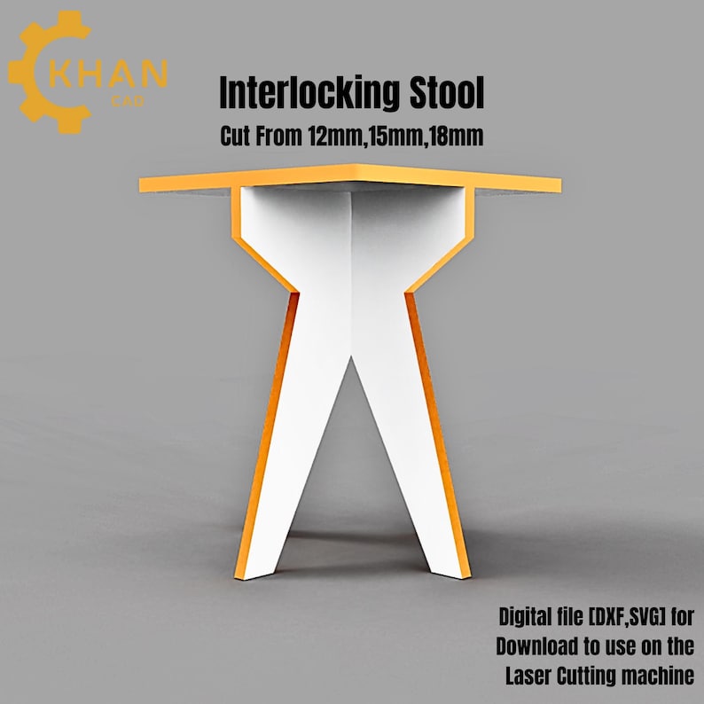 Diy Interlocking Flat Pack Plywood Stool DXF & SVG Files |CNC Laser Cut ...