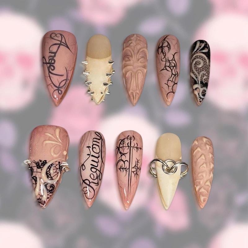 Fake Gel Nails Edgy - Etsy UK