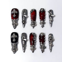 Black Red Drip Press on Nails, Matte Vampire Nails, Blood Halloween ...