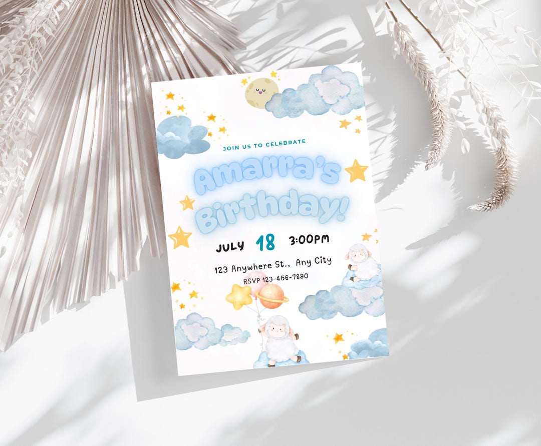 Editable Clouds Birthday Invitation/ Girl Invitation/ Instant Download ...