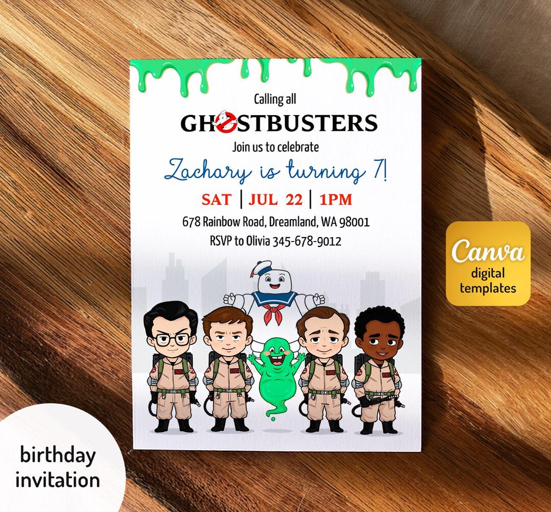 Ghostbusters Birthday Invitation, Printable Editable Invite, Frozen ...