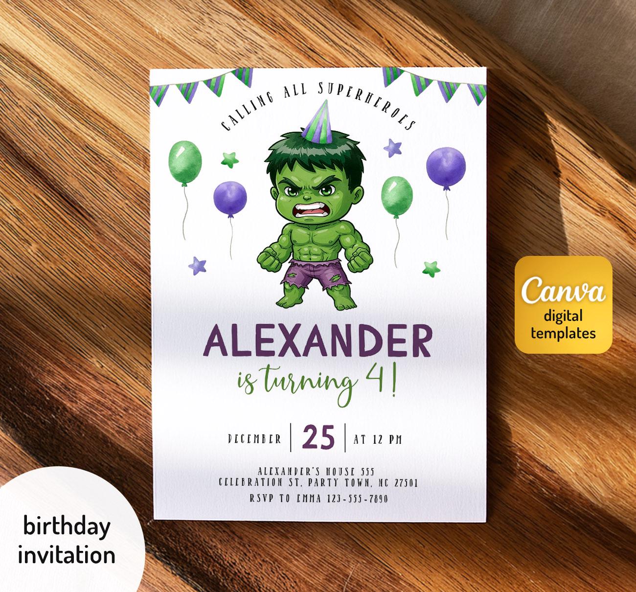 Printable Boy Birthday Invitation, Superhero Birthday Invite ...
