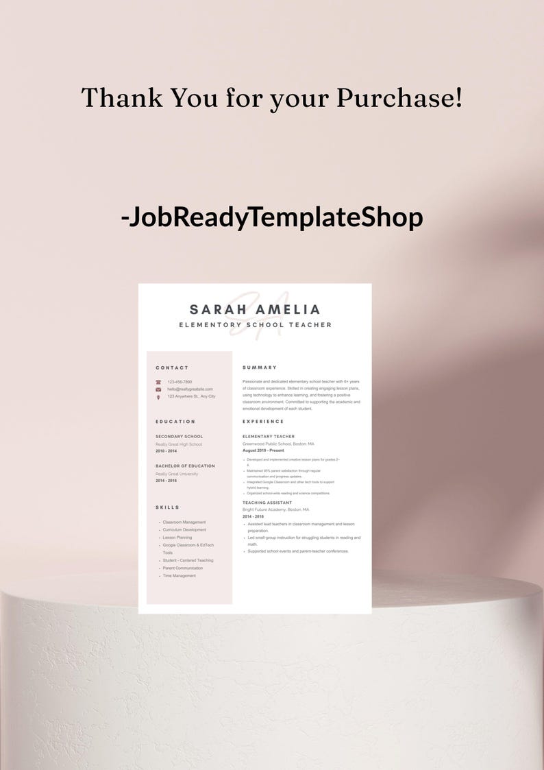 Modern Teacher Resume Template for Canva: Editable CV & Cover Letter - Etsy