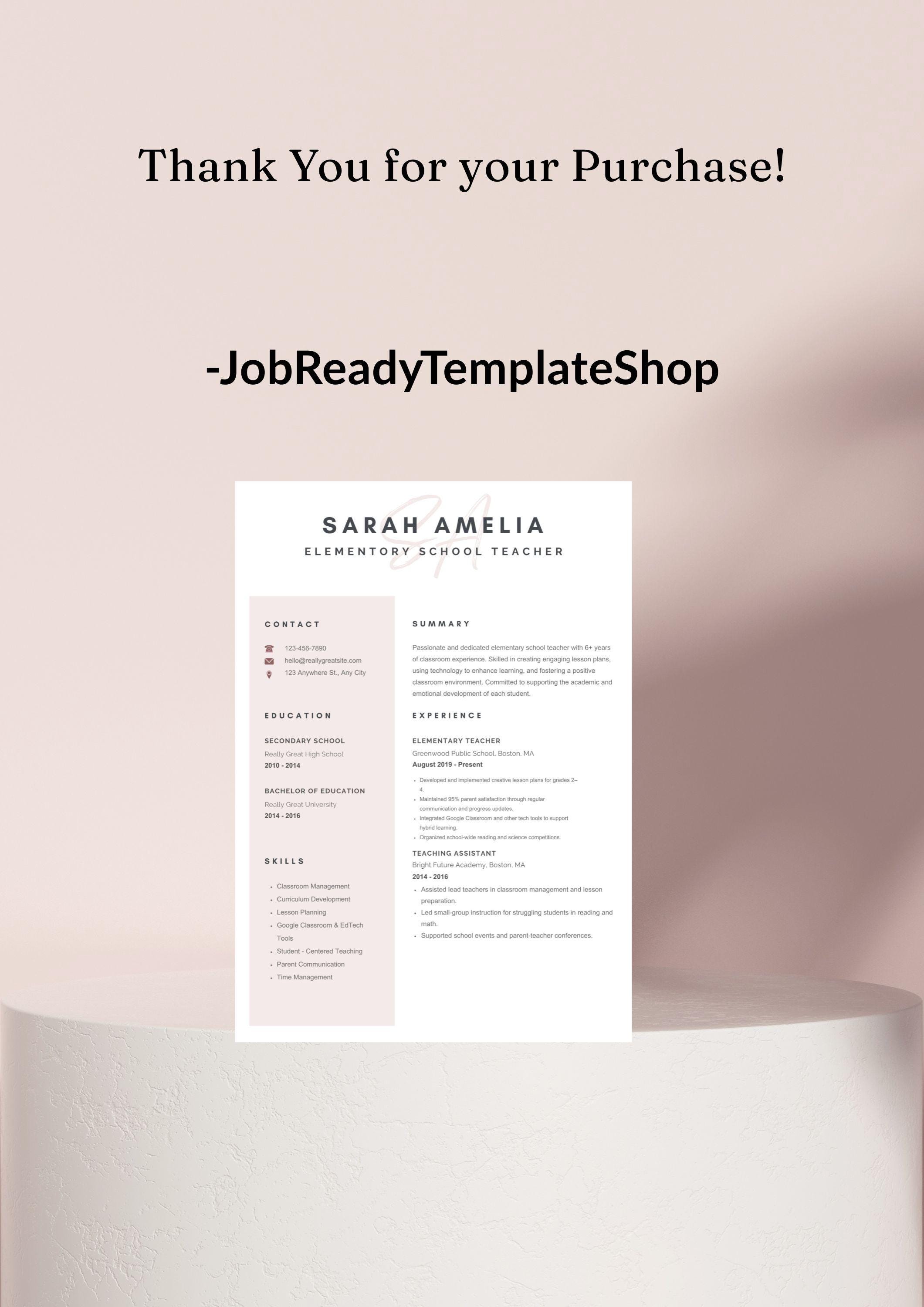 Modern Teacher Resume Template for Canva: Editable CV & Cover Letter - Etsy