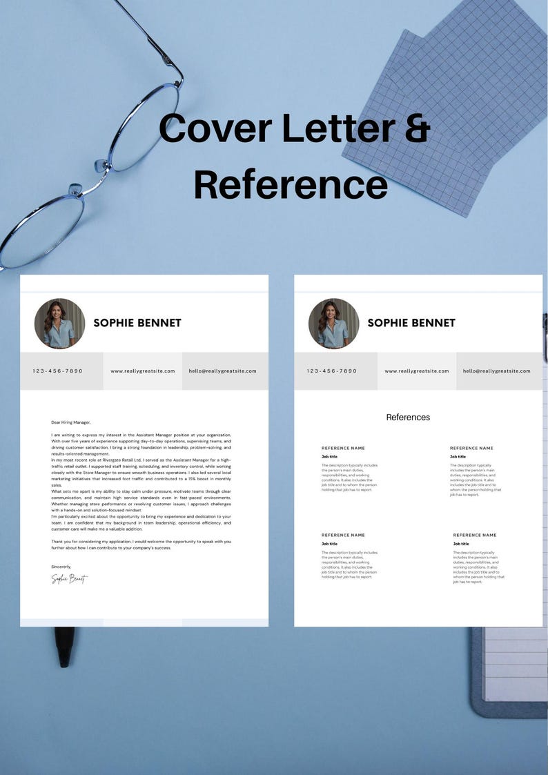 Assistant Manager Resume Template Canva | ATS Friendly CV, Cover Letter ...