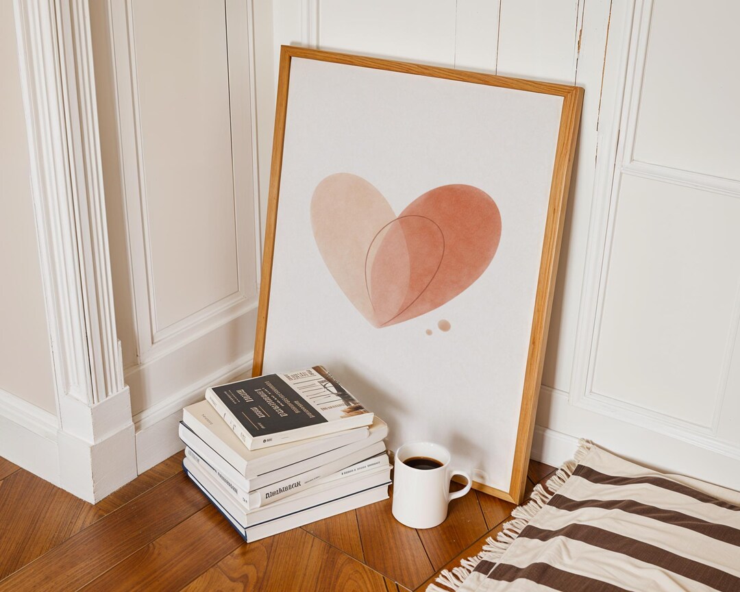 Two Hearts One Shape Printable Wall Art, Minimalist Love Abstract ...