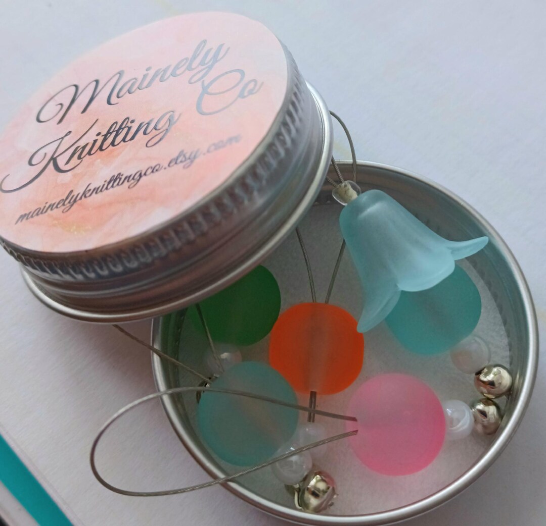 Frosted Glass Stitch Marker Set of 5 With Focal Marker Fits Most Needle ...