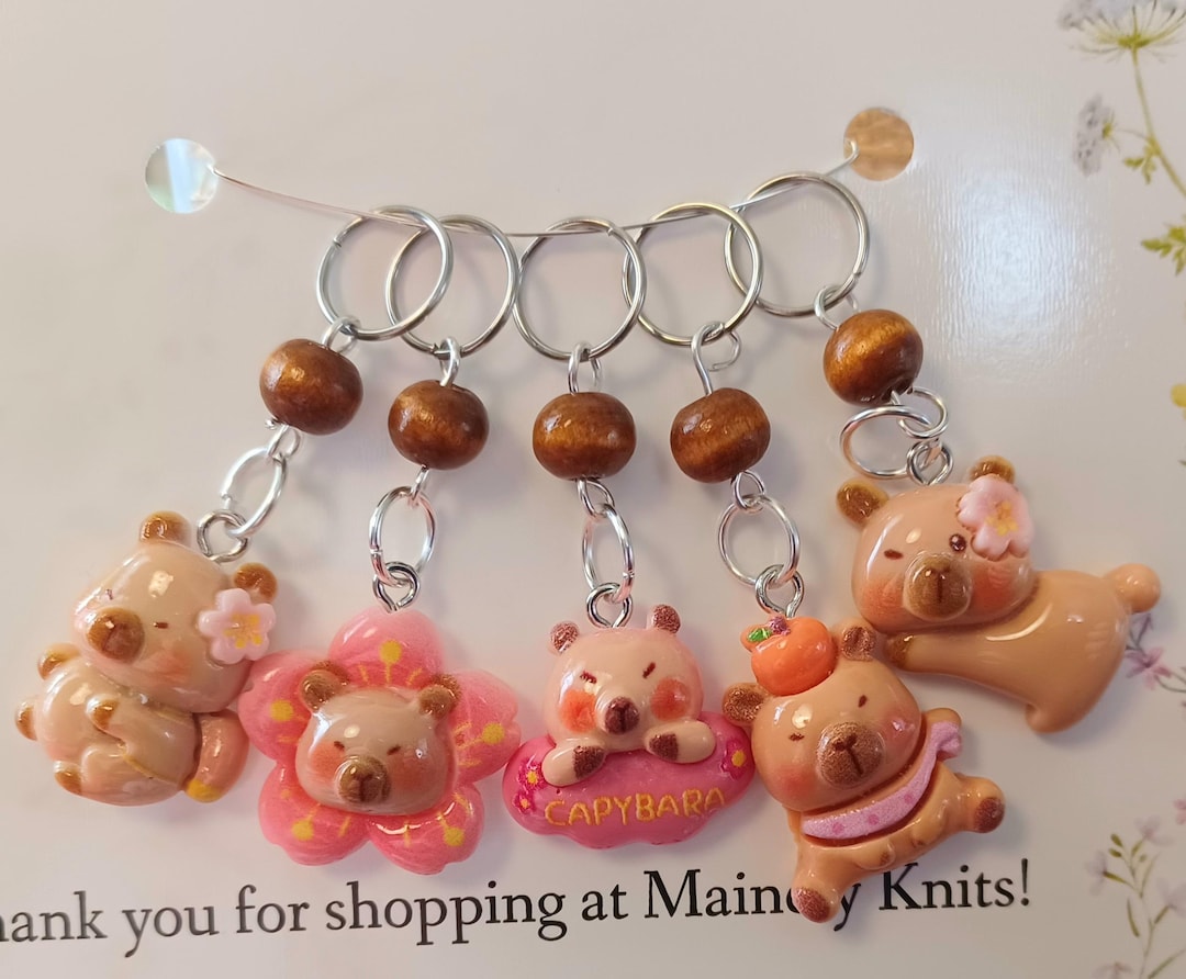 Capybara Knitting Stitch Markers Set of 5 With Rings - Etsy