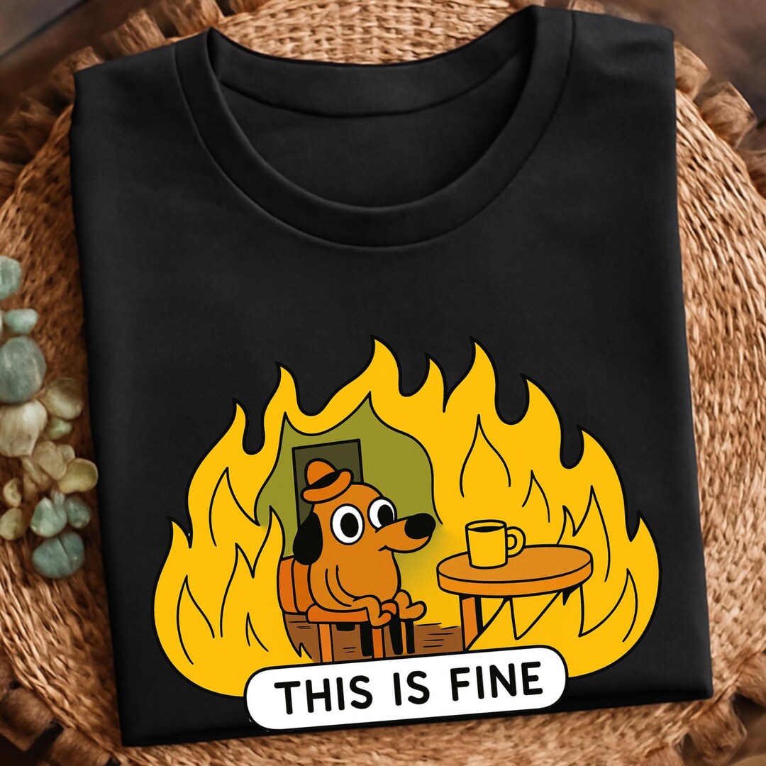 Funny Meme Tee - This is Fine Shirt - Dog in Burning Room - Etsy