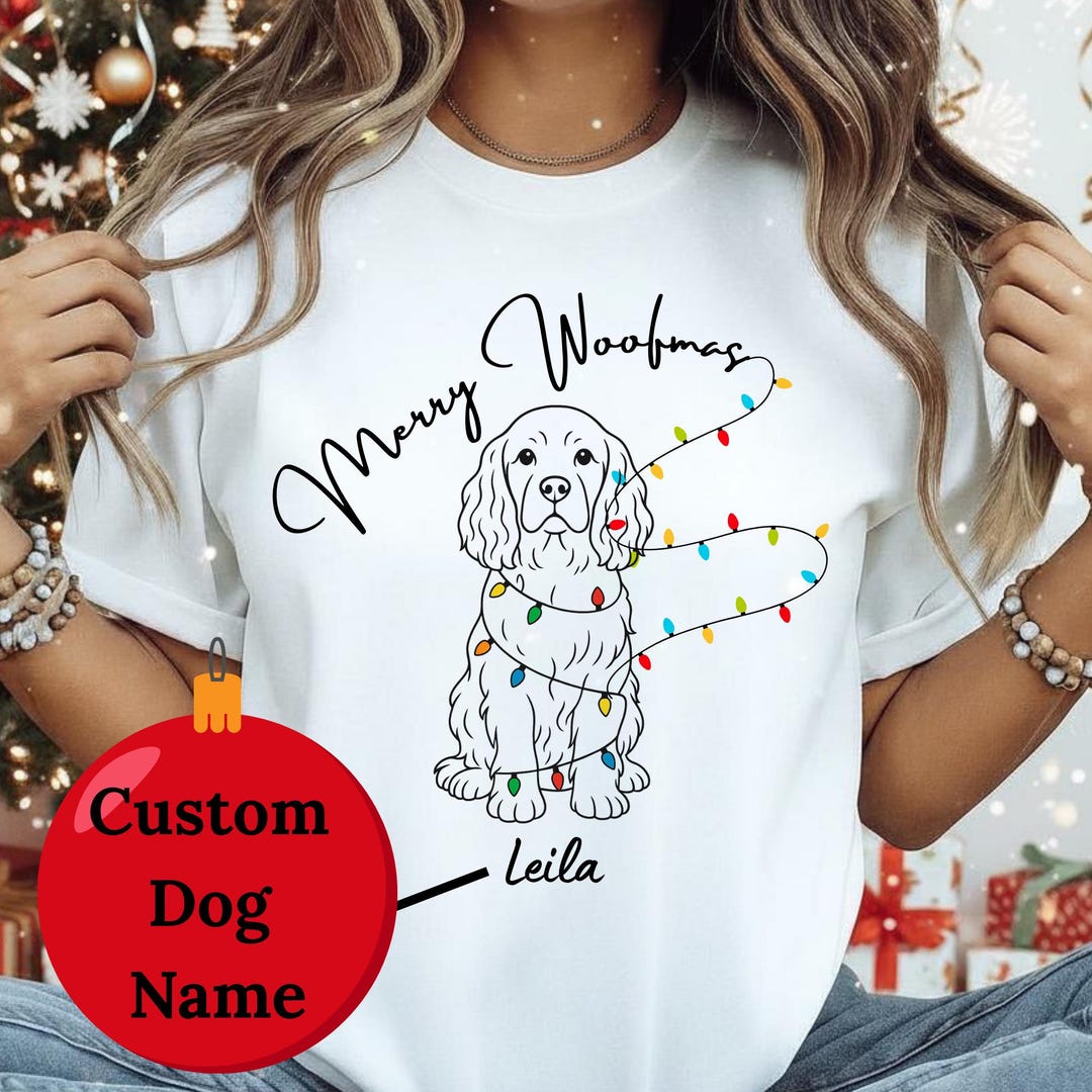 Cocker Spaniel Christmas Holiday Shirt, Custom Name and Breed Tee ...