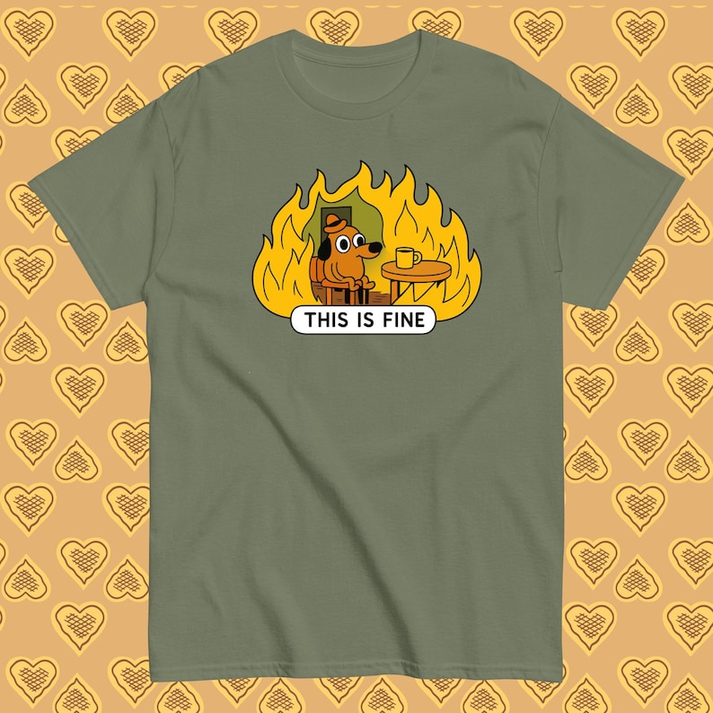 Funny Meme Tee - This is Fine Shirt - Dog in Burning Room - Etsy