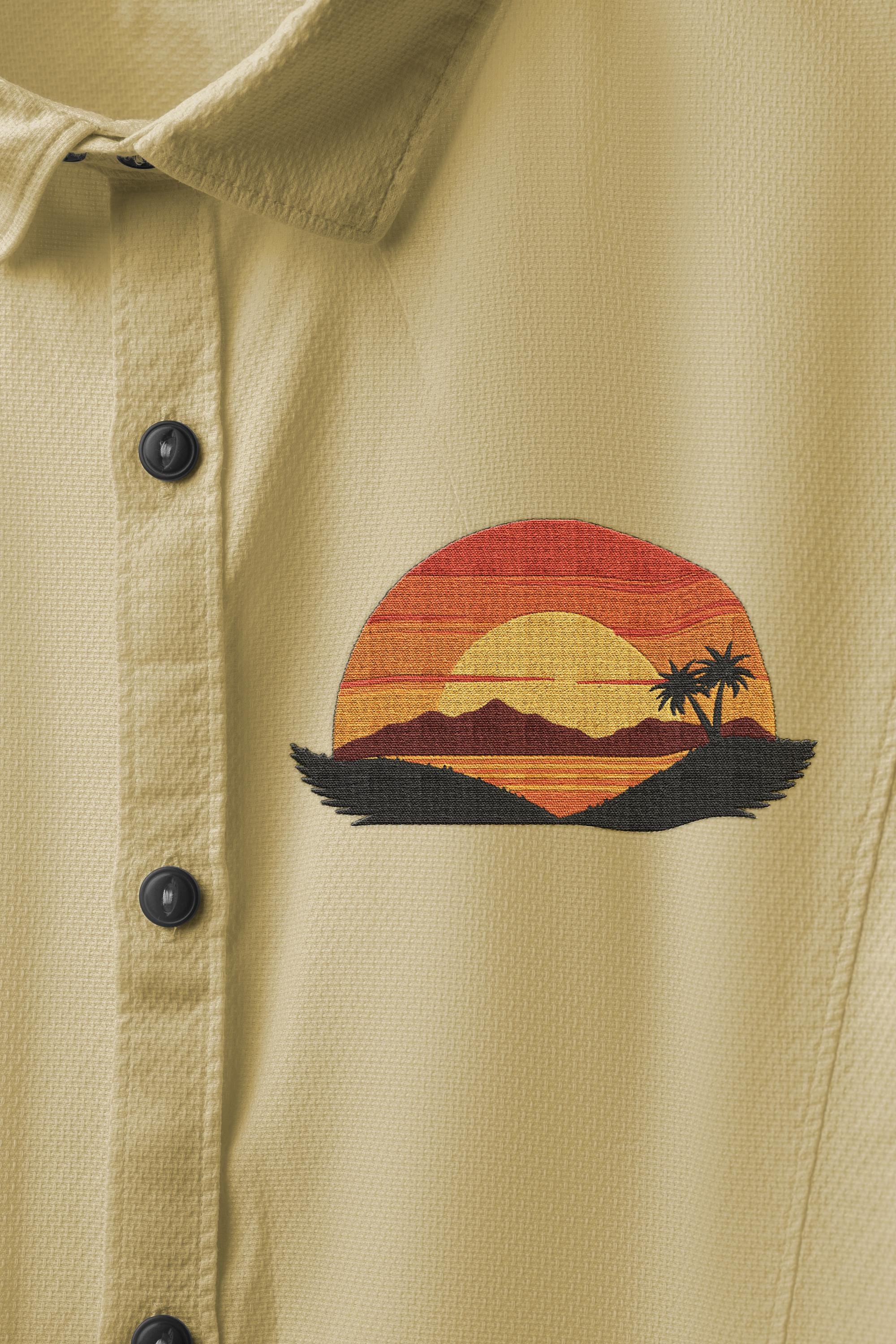 Sunset Embroidery Design - Nature Scene Applique - Mountain Sunset ...