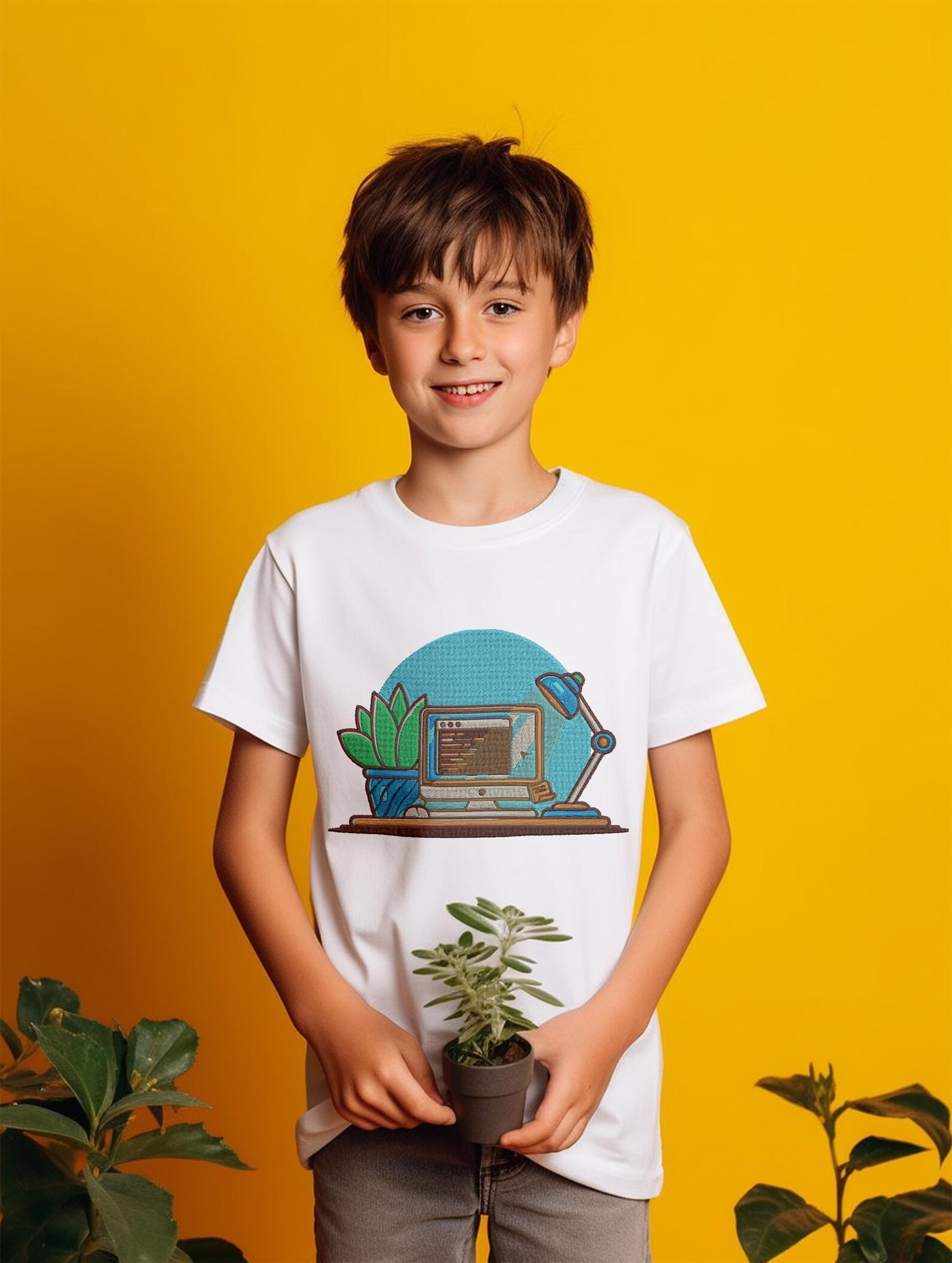 Computer Machine Embroidery - Aesthetic Programmer Desk Embroidery ...