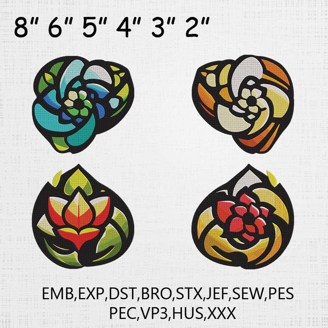 Abstract Floral Embroidery Designs Set - Set Colorful Floral Embroidery ...
