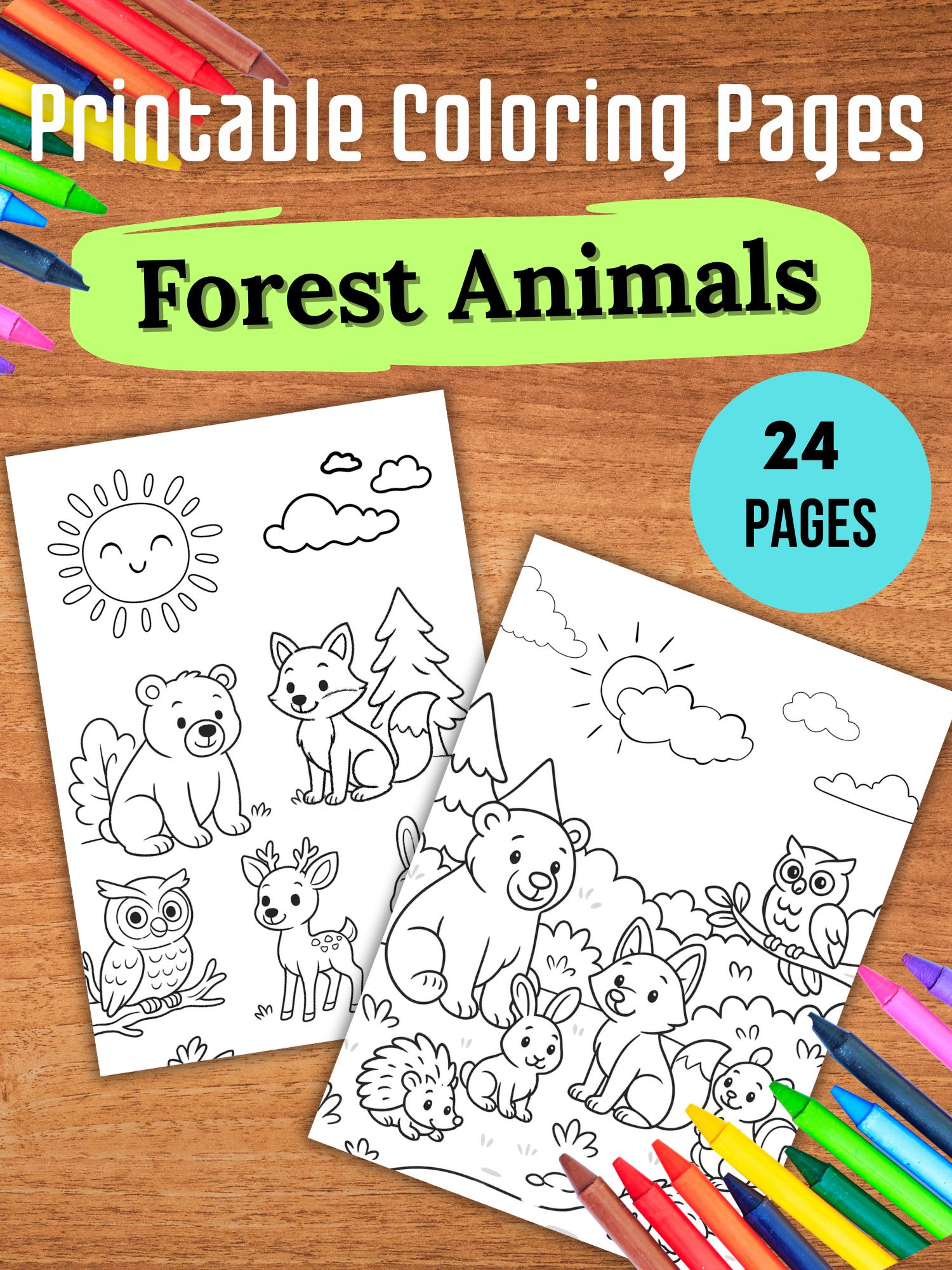 Forest Animal Coloring Book for Kids, Toddler Coloring Activity Pages ...