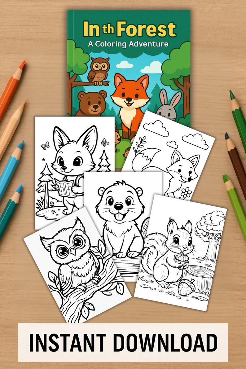 Forest Animal Coloring Book for Kids, Toddler Coloring Activity Pages ...