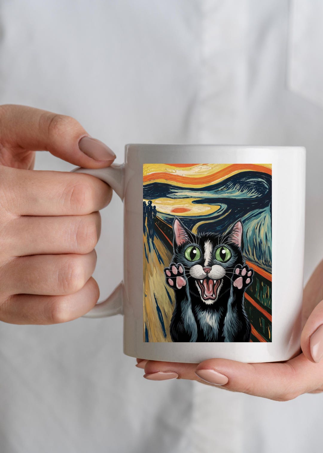 Edvard Munch the Scream-11 Oz Mug Png-cat Mug-cat Lovers-black Cat Mug ...