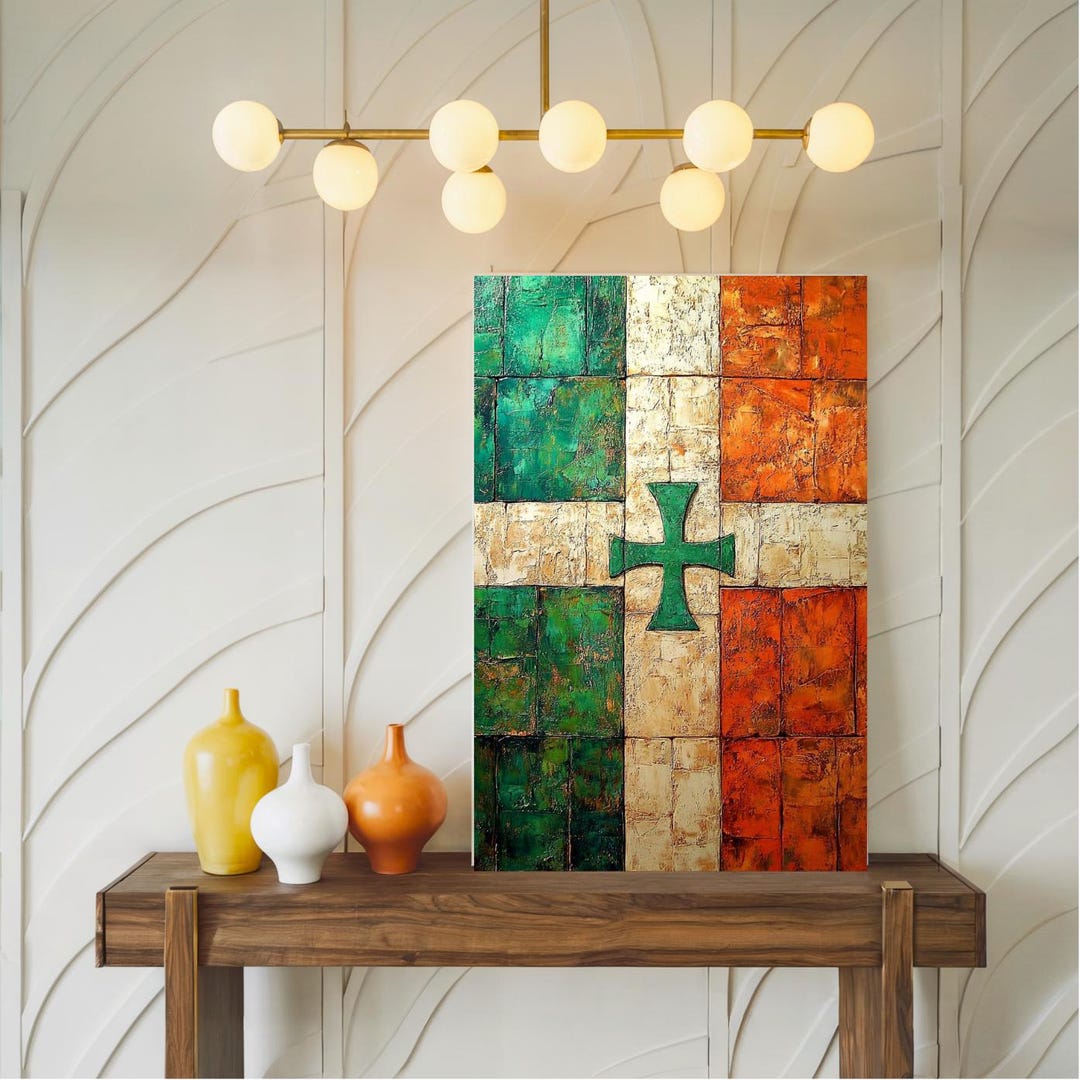 Irish Flag Canvas Rustic Irish Flag Wall Art Rustic St Patrick Decor ...