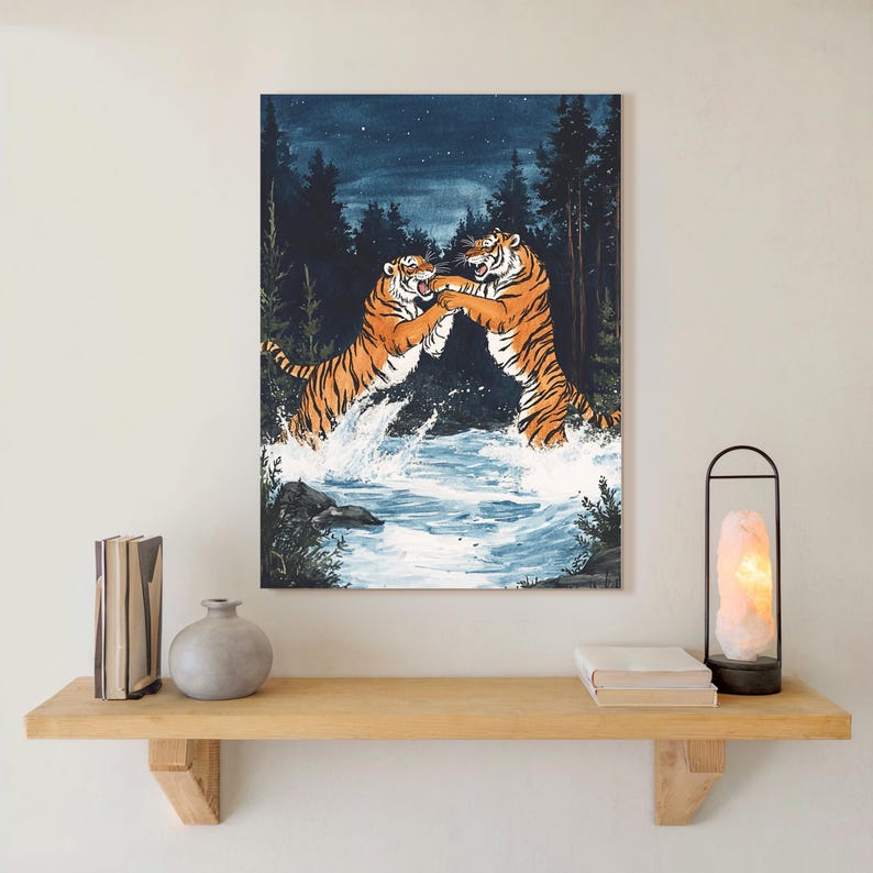 Tiger Play Fighting Canvas Print: Wildlife Nature Decor - Etsy