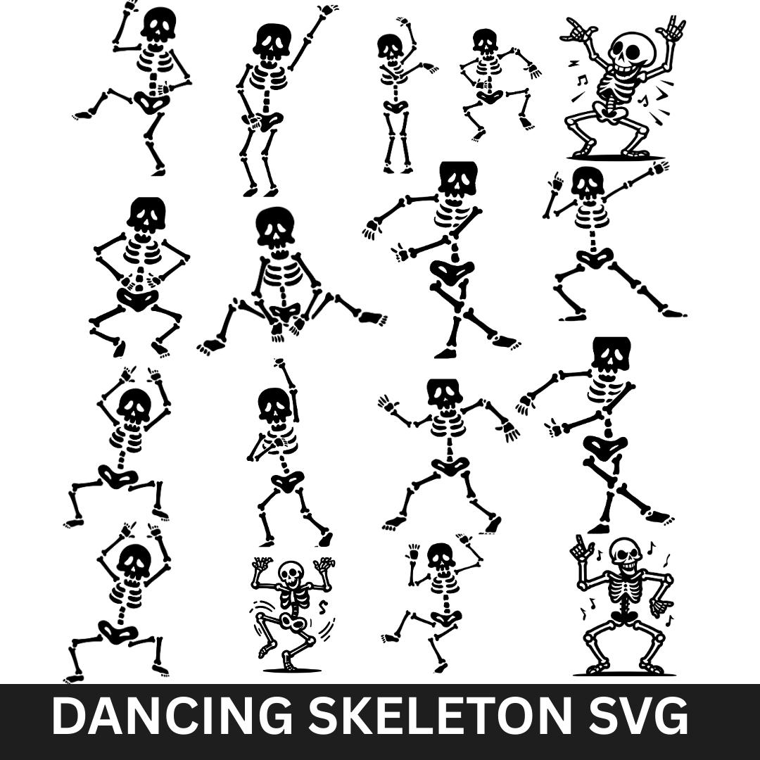 Dancing Skeletons Clipart Set, Spooky Halloween Skeletons PNG & SVG ...
