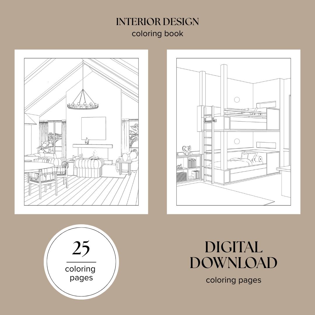 Interior Design Coloring Pages | 25 Home Interior Designs Coloring Book ...