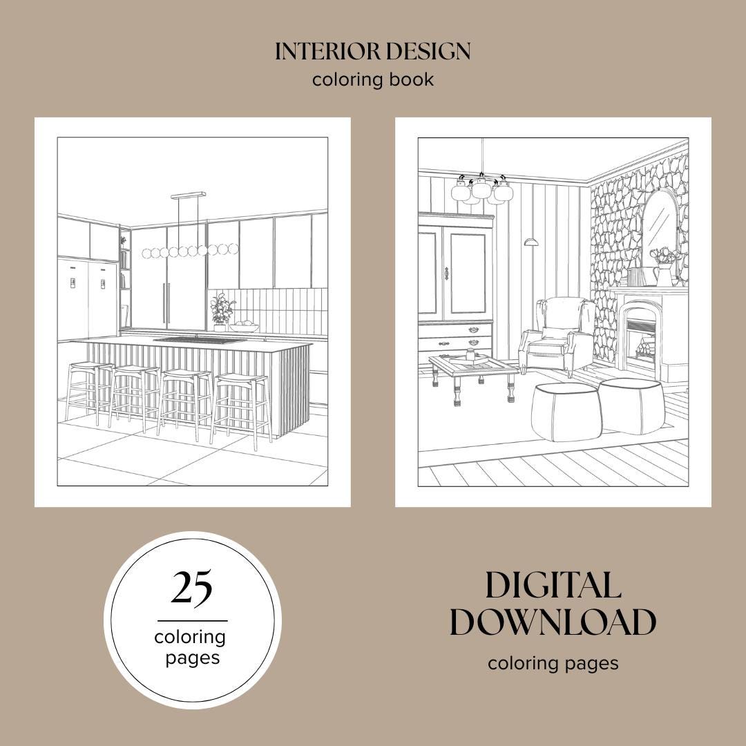 Interior Design Coloring Pages | 25 Home Interior Designs Coloring Book ...