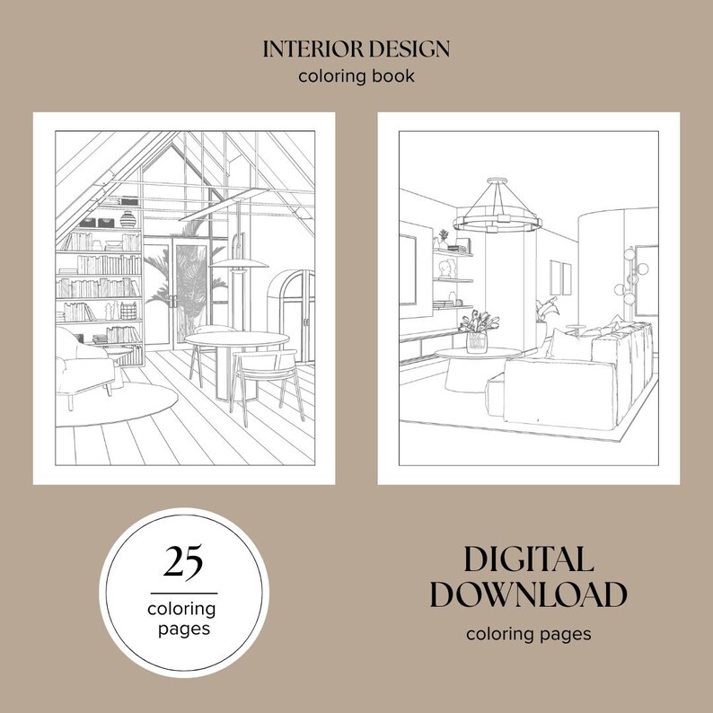 Interior Design Coloring Pages | 25 Home Interior Designs Coloring Book ...