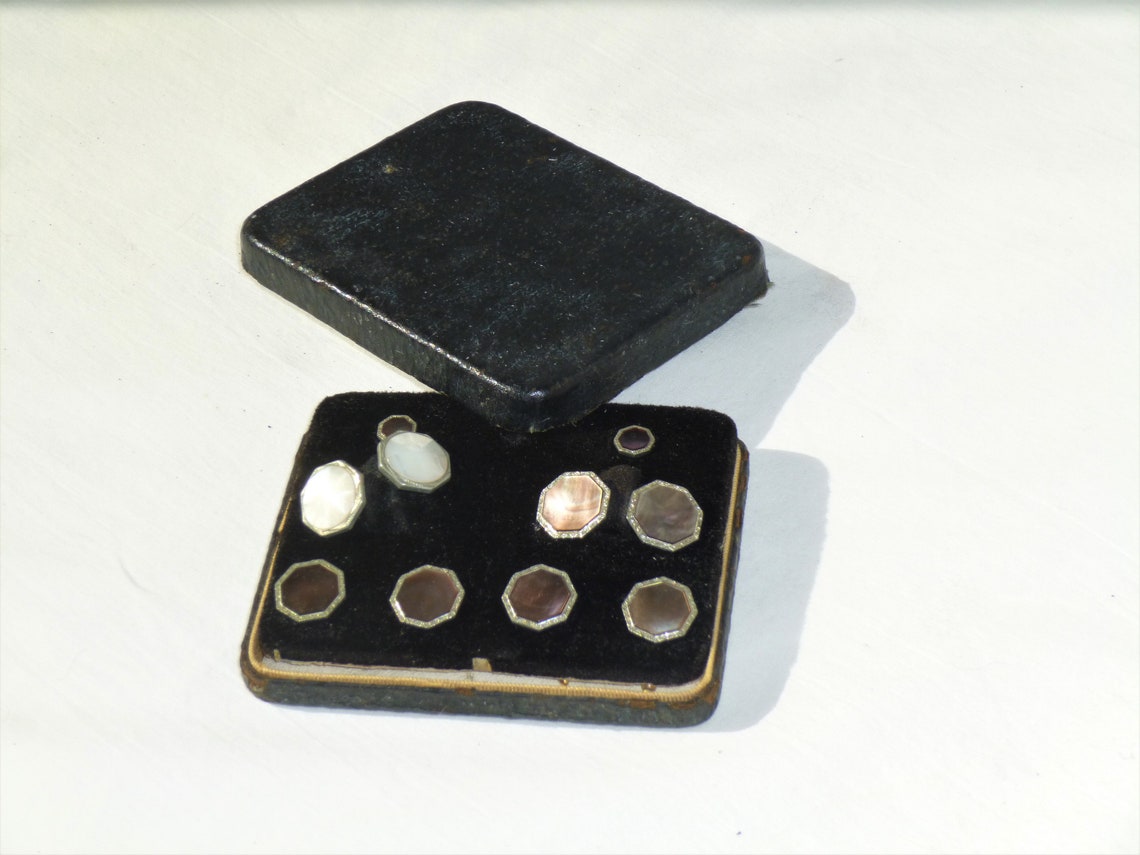 Clark Platinum Inlay, Gold-filled Cufflink, Collar Stud Set, Groom's ...