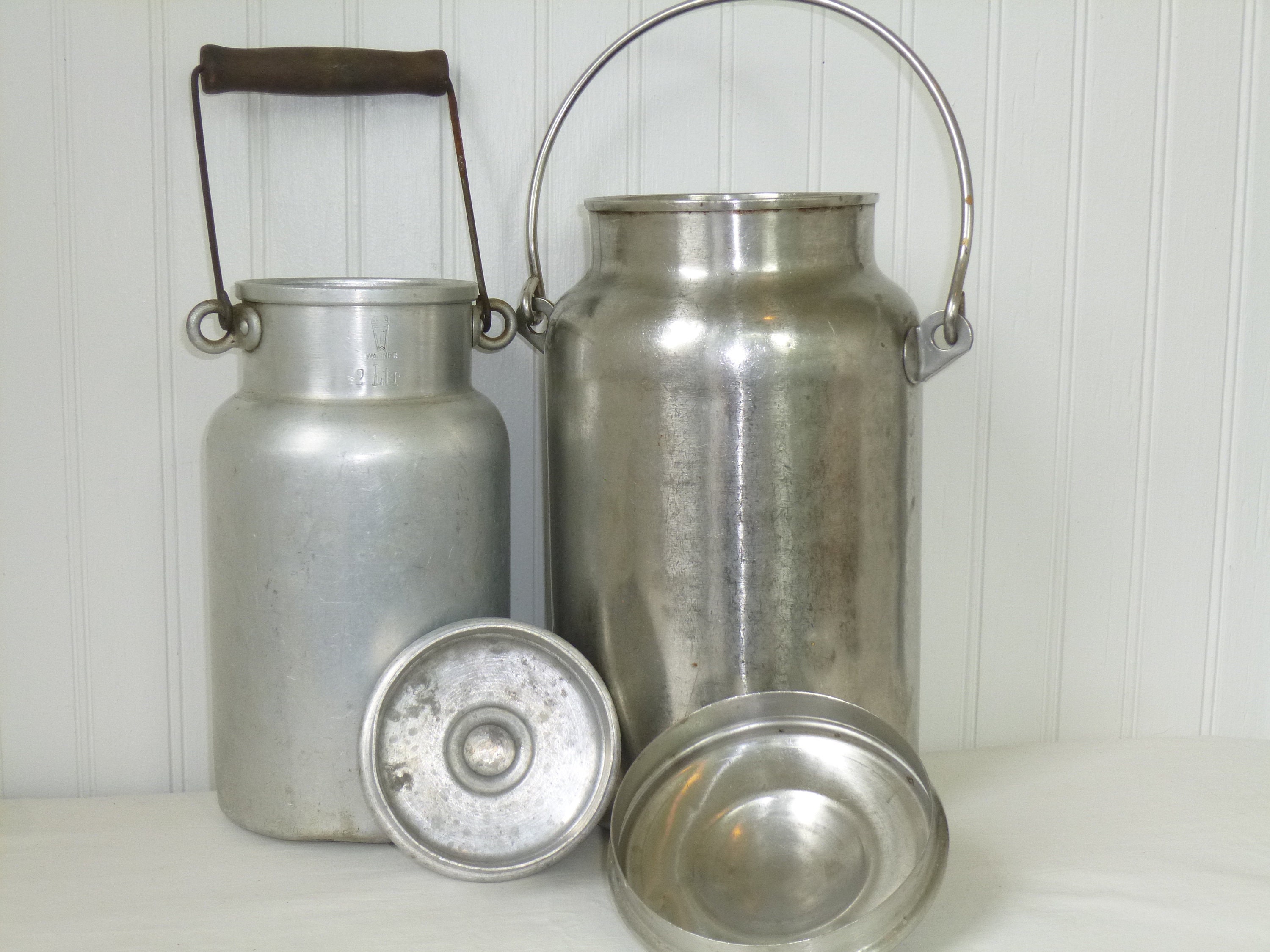 Set of Two Antique Milk Pails, With Maker's Marks: Warner and Crusader ...