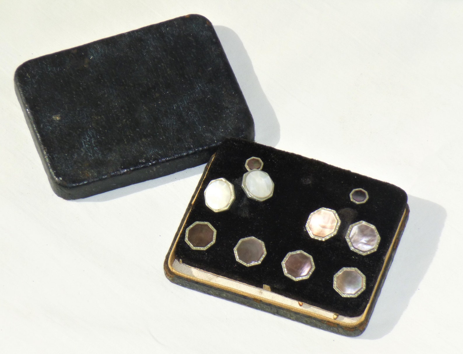 Clark Platinum Inlay, Gold-filled Cufflink, Collar Stud Set, Groom's ...