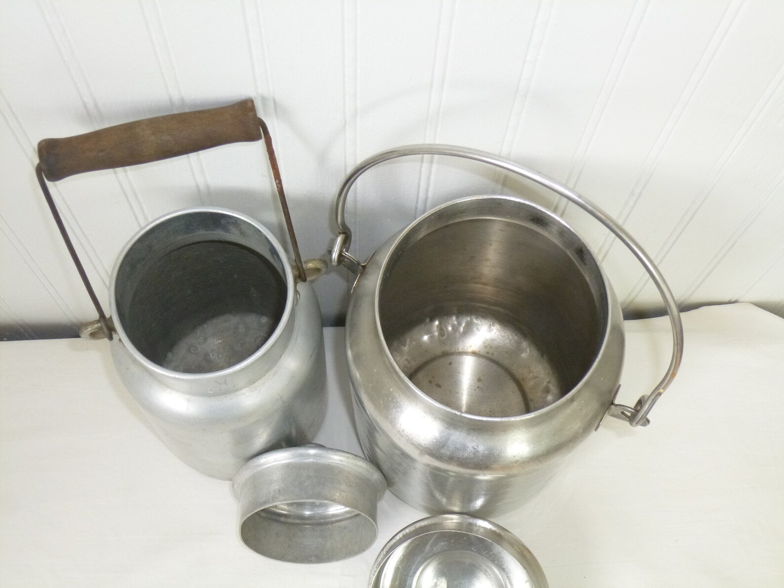 Set of Two Antique Milk Pails, With Maker's Marks: Warner and Crusader ...