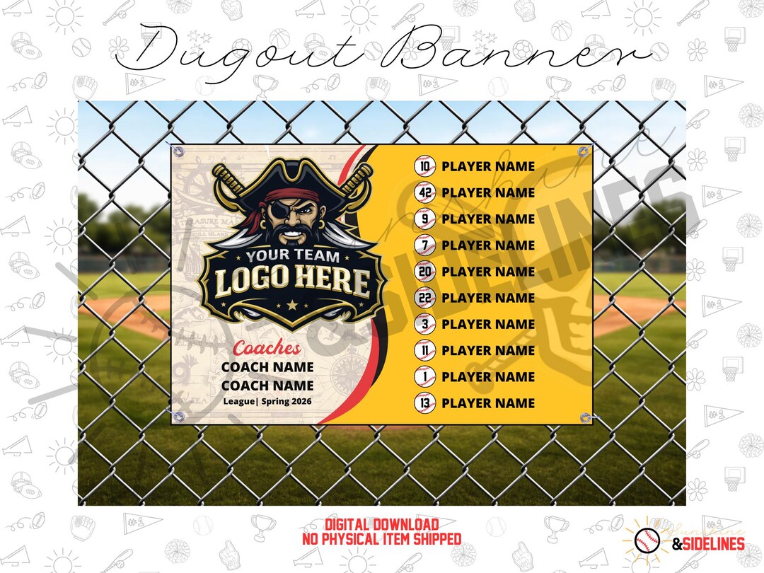 Custom Baseball Dugout Banner | Digital File | Personalized Team Banner ...